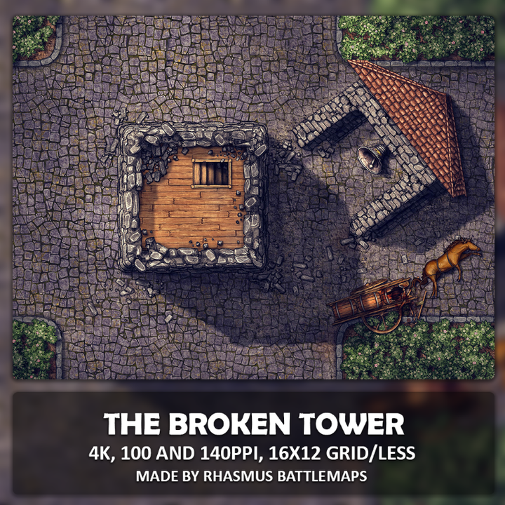 3D Printable The Broken Tower Map by Rhasmus Battlemaps